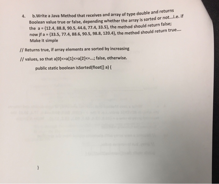 Solved b.Write a Java Method that receives and array of type | Chegg.com