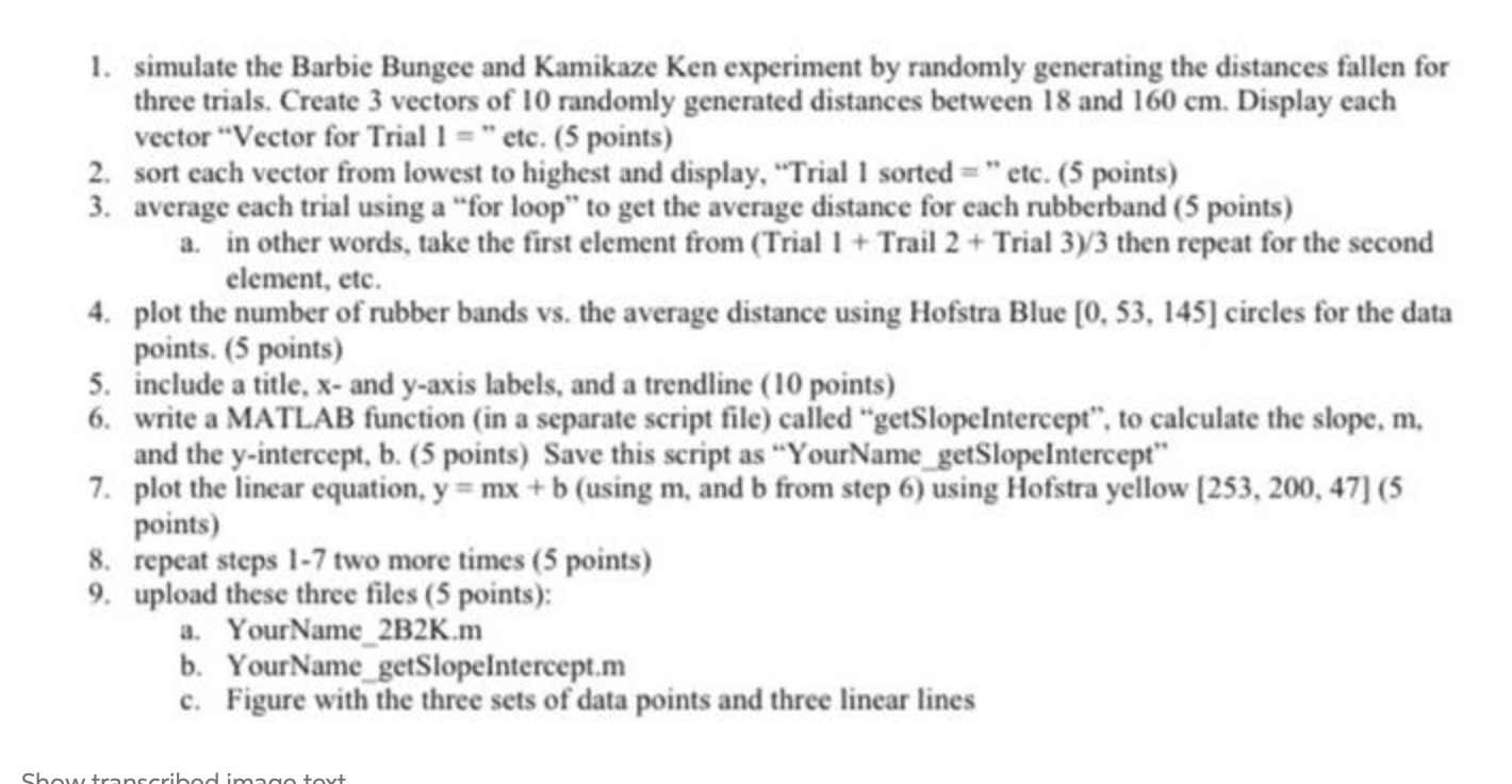 Solved 1. simulate the Barbie Bungee and Kamikaze Ken | Chegg.com
