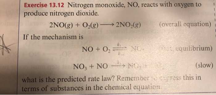 Solved Exercise 13.12 Nitrogen monoxide, NO, reacts with | Chegg.com