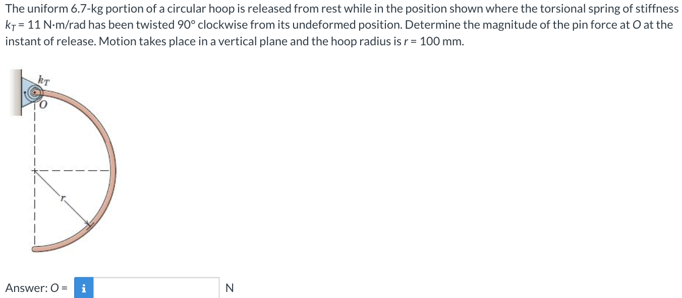 Solved The uniform 6.7-kg portion of a circular hoop is | Chegg.com