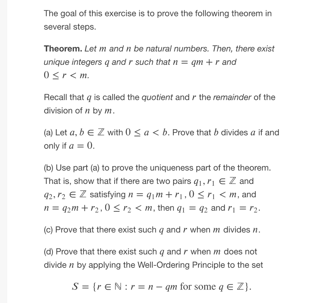 Solved The goal of this exercise is to prove the following | Chegg.com