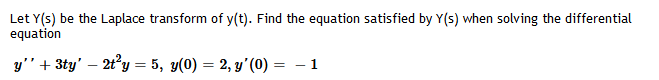 Solved Let Y(s) be the Laplace transform of y(t). Find the | Chegg.com