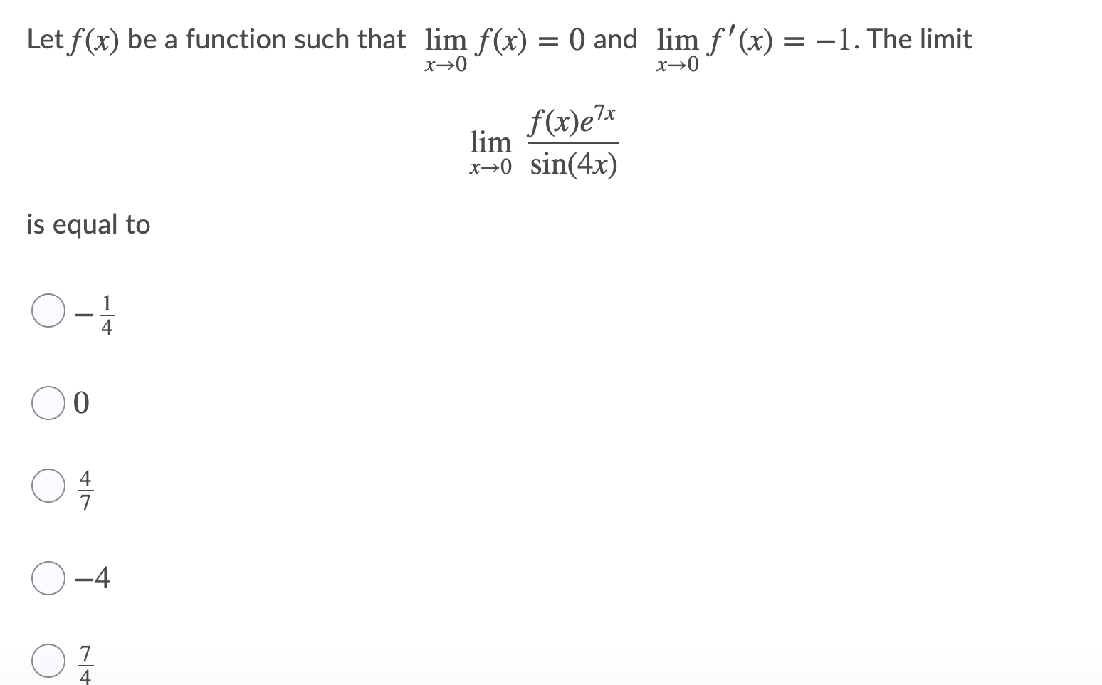 Solved Let f(x) be a function such that lim f(x) = 0 and lim | Chegg.com