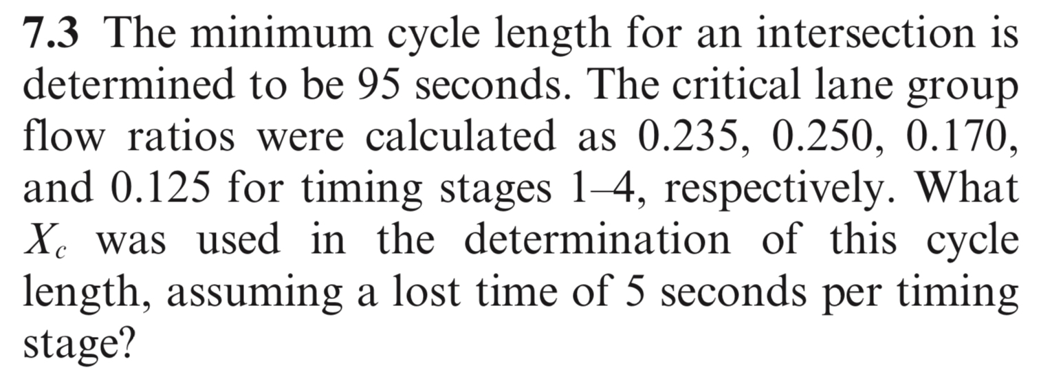 Solved 7.3 ﻿The minimum cycle length for an intersection | Chegg.com