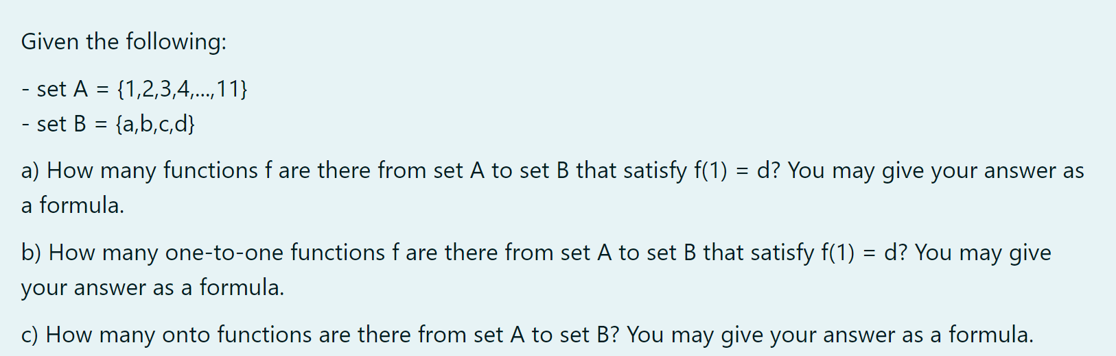 Solved Given the following: −setA={1,2,3,4,…,11} - set | Chegg.com