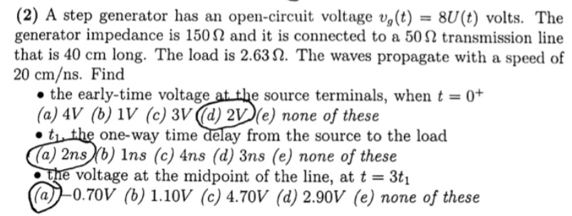 Solved (2) A step generator has an open-circuit voltage | Chegg.com