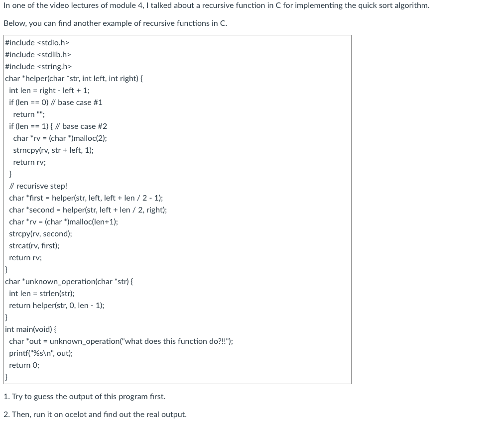 Solved In one of the video lectures of module 4,I talked | Chegg.com