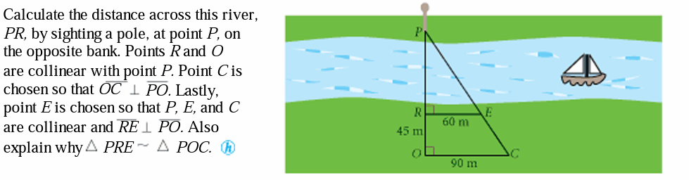 Solved Calculate the distance across this river, PR, by | Chegg.com