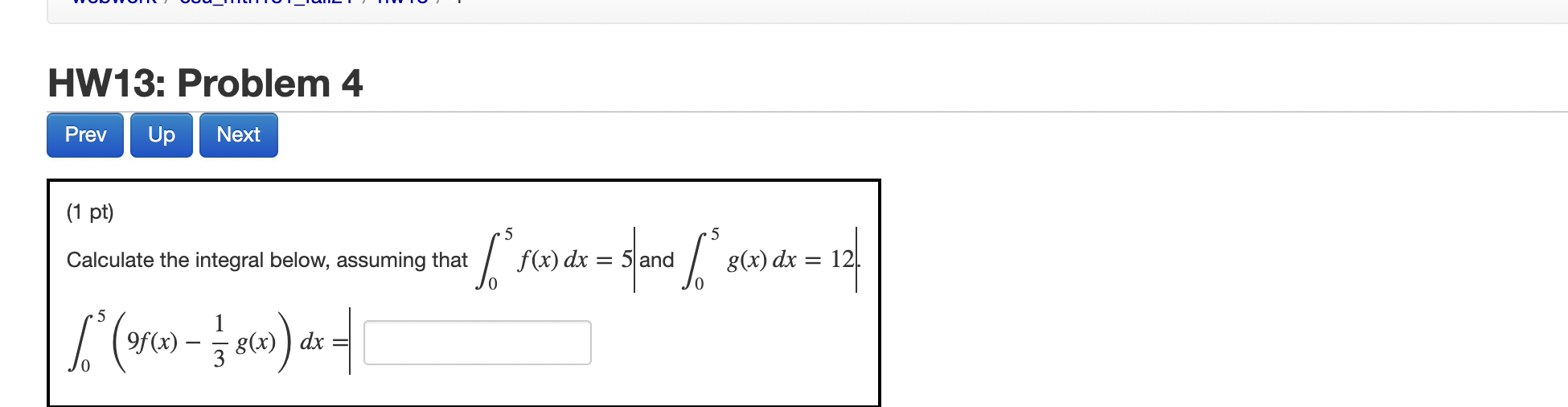 Solved HW13: Problem 4 Prev Up Next (1 pt) 5 Calculate the | Chegg.com