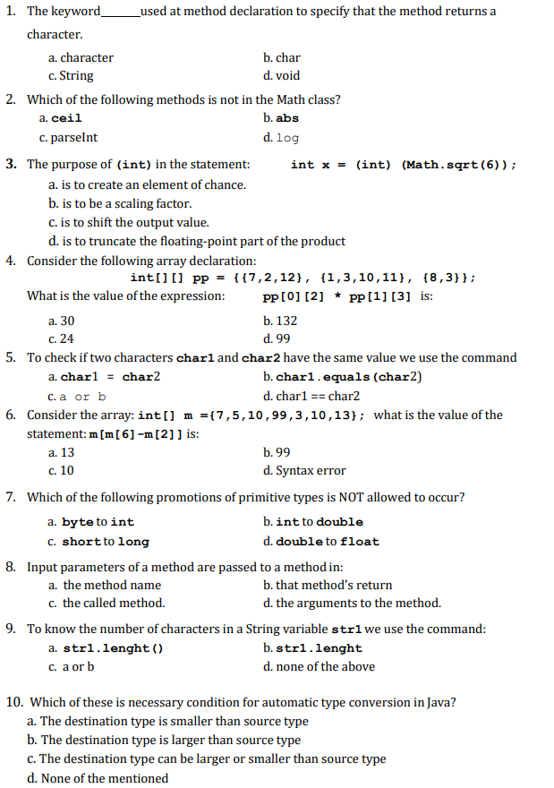 Solved D Log 1 The Keyword Used At Method Declaration To