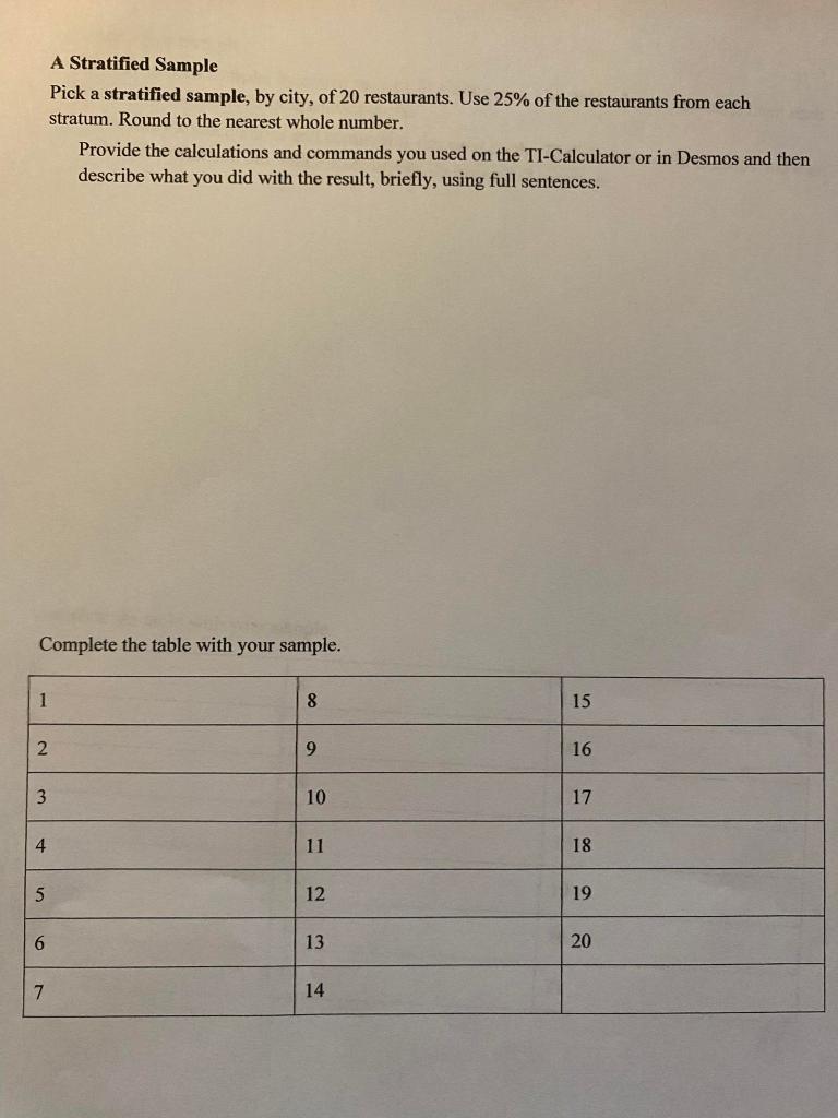Solved Stats Lab 2 Sampling Experiment Student Learning | Chegg.com