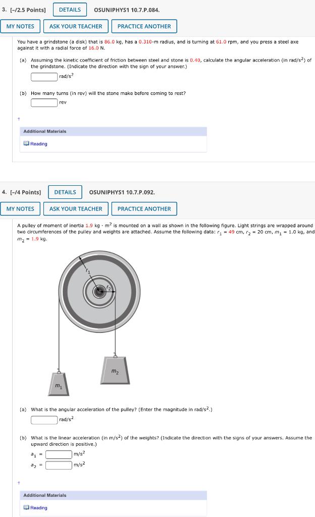Solved You have a grindstone (a disk) that is 86.0 kg, has a | Chegg.com