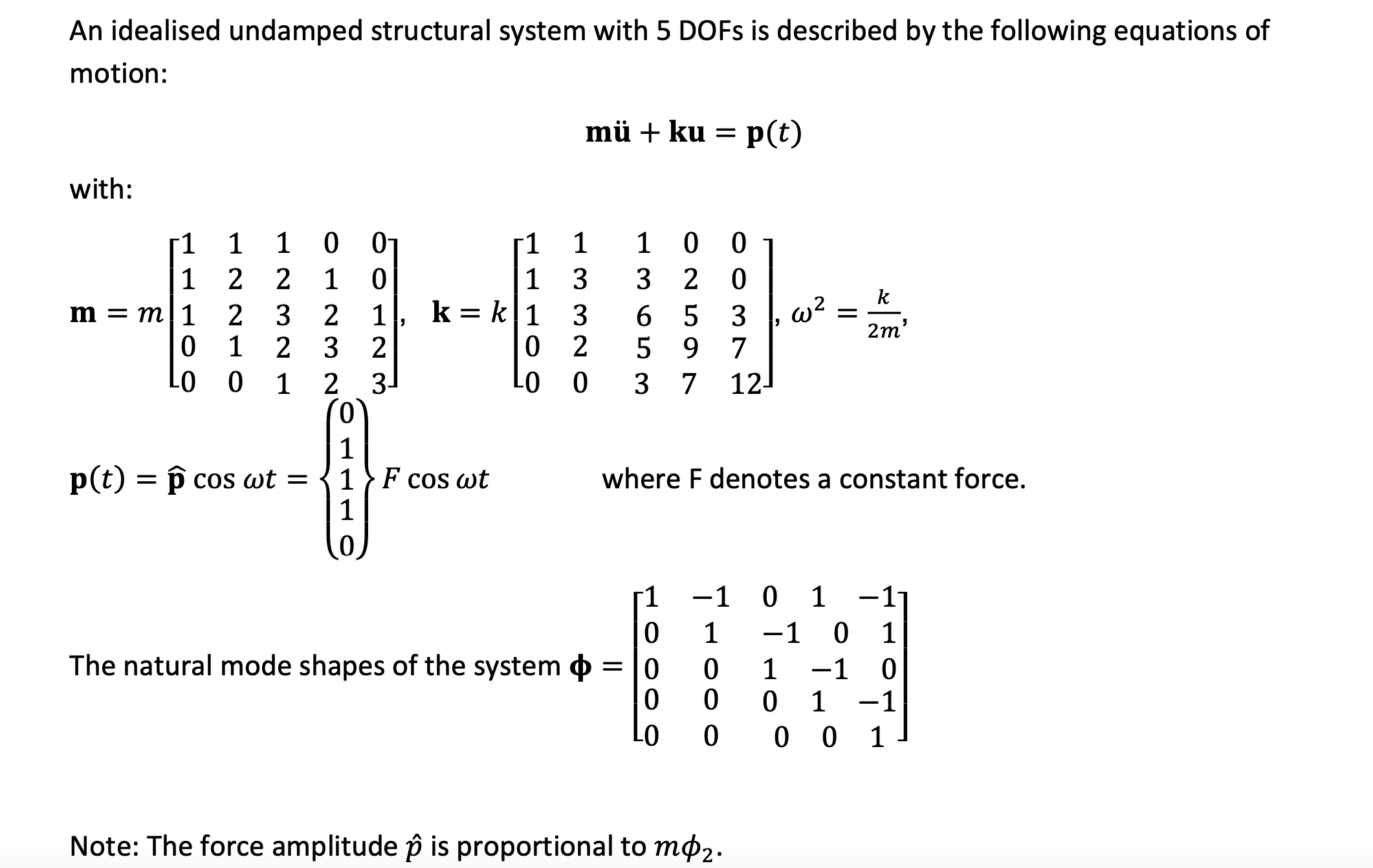 Solved Using modal analysis(a) Find generalised mass 𝑀𝑛 | Chegg.com