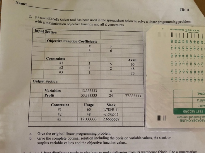 Solved Excels solverbtool has been used in the spreadsheet | Chegg.com