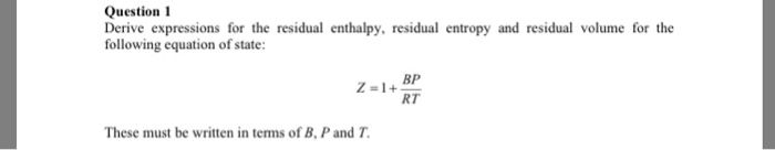 Solved Question 1 Derive expressions for the residual | Chegg.com