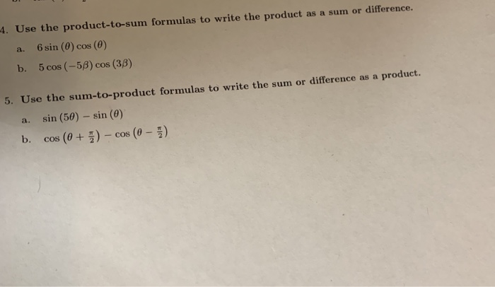 Solved . Use the product-to-sum formulas to write the | Chegg.com