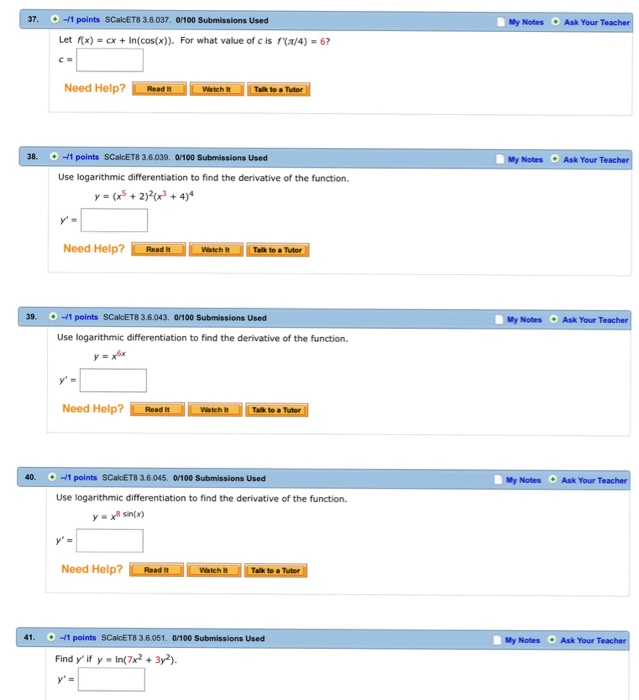 Solved 37. /1 points SCalcET8 3.6.037. 0/100 Submissions | Chegg.com