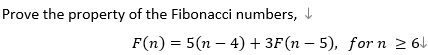 Solved Prove the property of the Fibonacci numbers, ↓ | Chegg.com