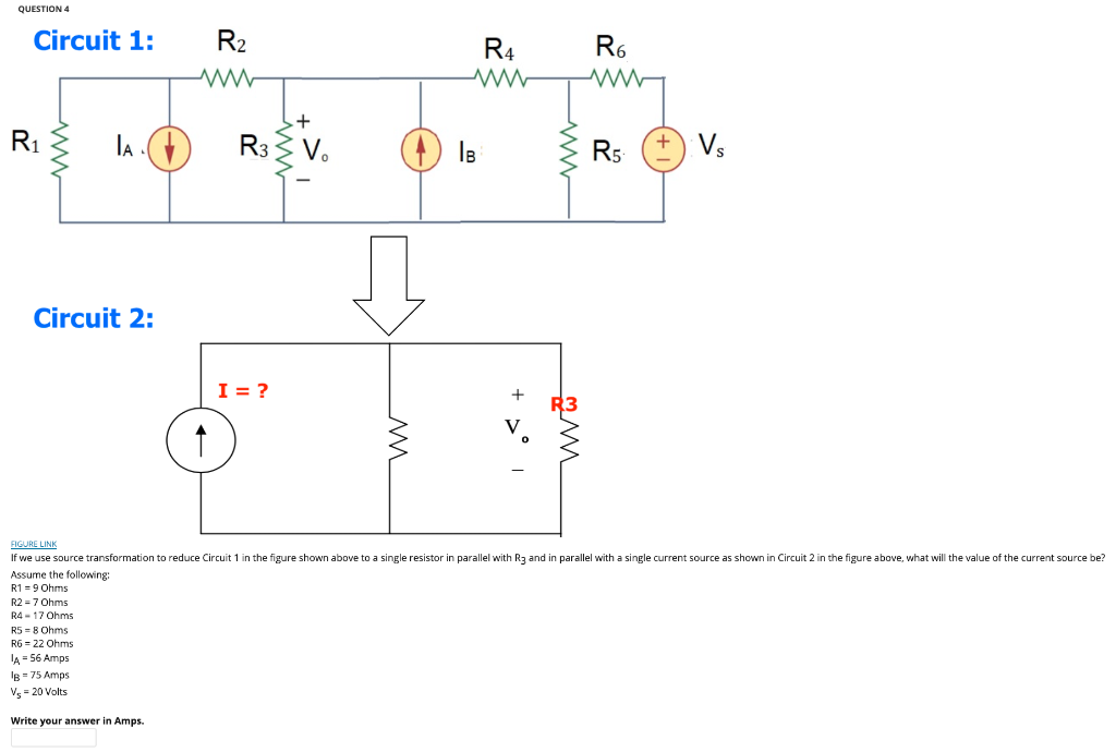 Solved QUESTION 4 Circuit 1: R2 R4 R6 R1 la R3 1B ww R5 Vs | Chegg.com