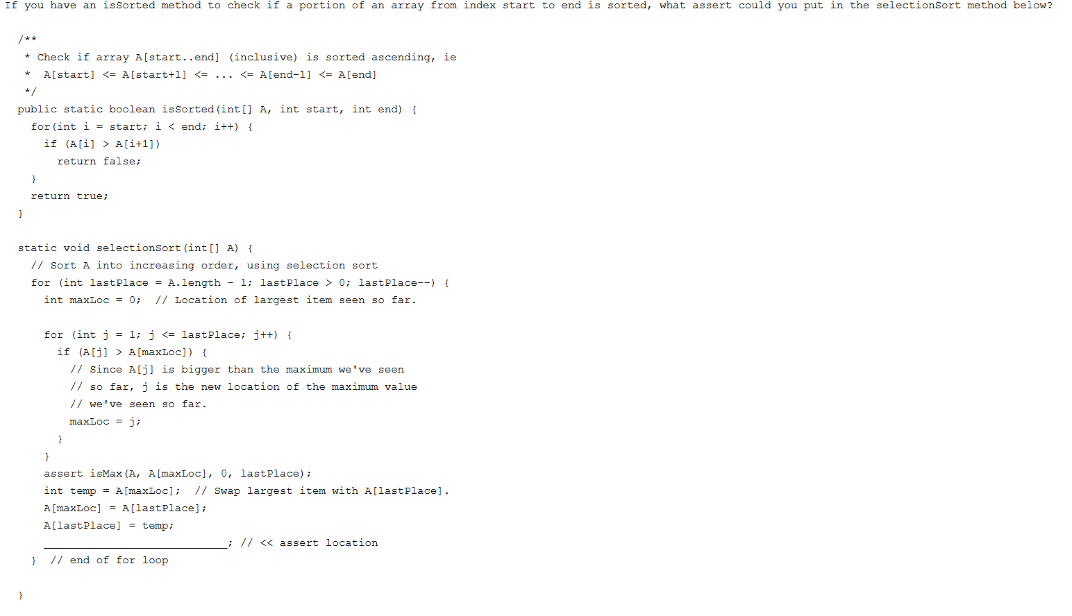 If you have an issorted method to check if a portion | Chegg.com