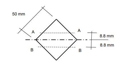 Solved A beam of solid square section with the side 50 mm is | Chegg.com