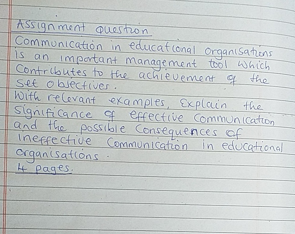 Assignment question | Communication in educat (onal | Chegg.com