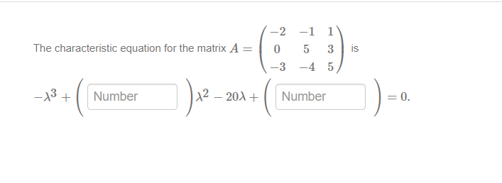Solved The characteristic equation for the matrix A = -2 -1 | Chegg.com