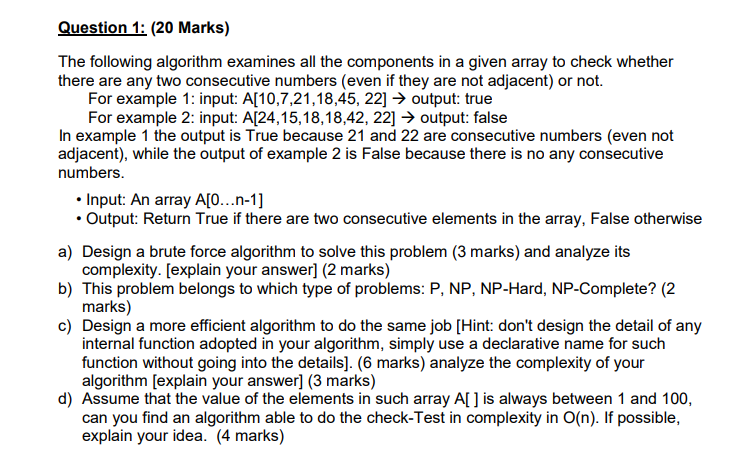 Solved The following algorithm examines all the components | Chegg.com