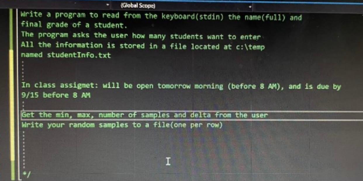 Solved (Gobal Scope) Write a program to read from the | Chegg.com
