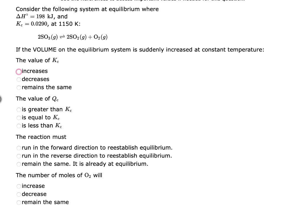 Solved Consider the following system at equilibrium where | Chegg.com