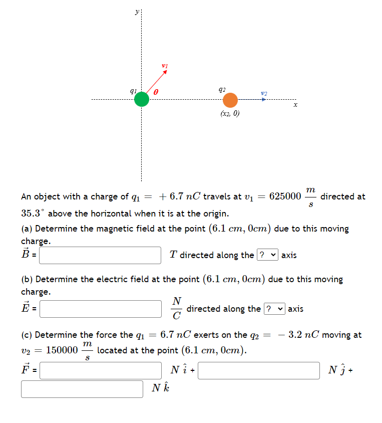 Solved An object with a charge of q1=+6.7nC ﻿travels at | Chegg.com