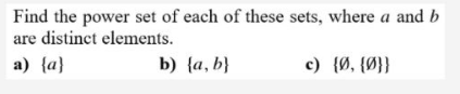 Solved Find the power set of each of these sets, where a and | Chegg.com