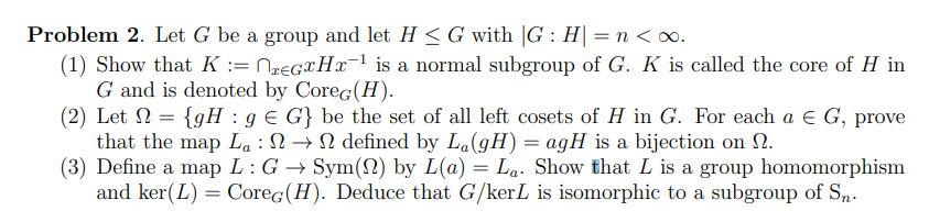 Solved Problem 2. Let G be a group and let H | Chegg.com