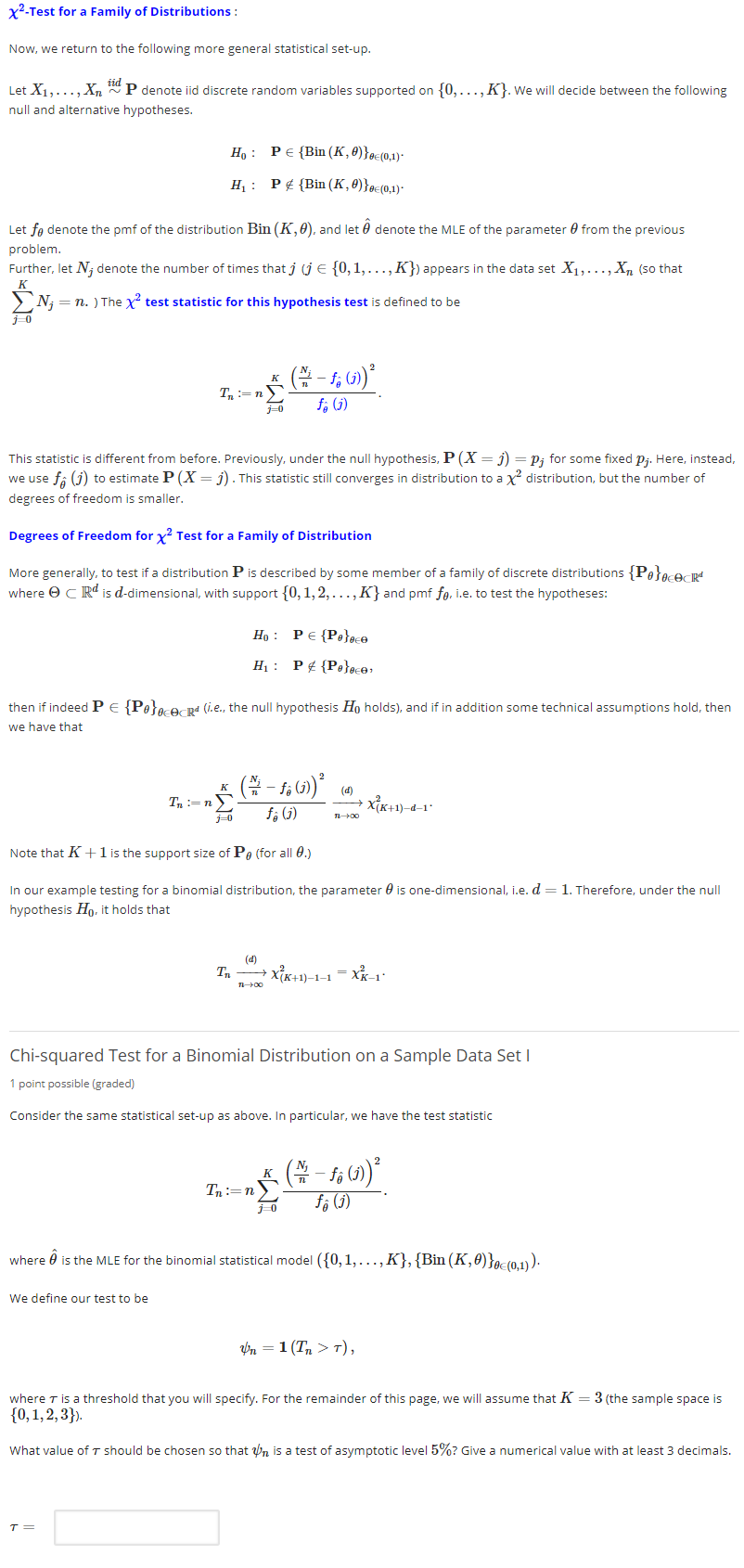 x2-Test for a family of Distributions : Now, we | Chegg.com