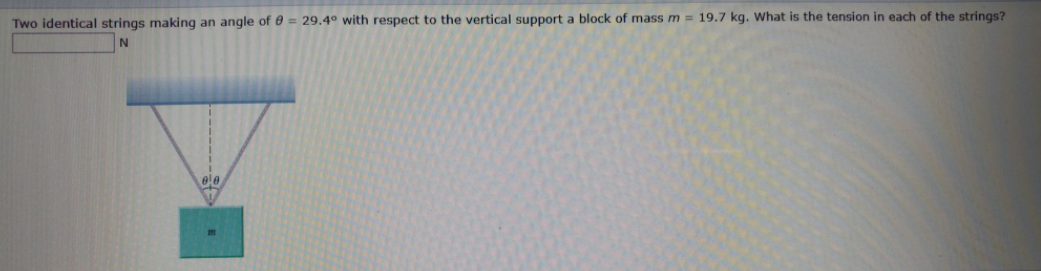 Solved Two identical strings making an angle of e = 29.4° | Chegg.com