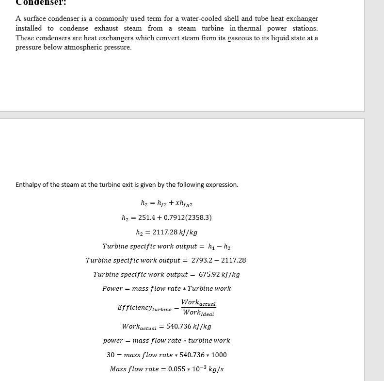 Solved Please check and correct my calculation for condenser | Chegg.com