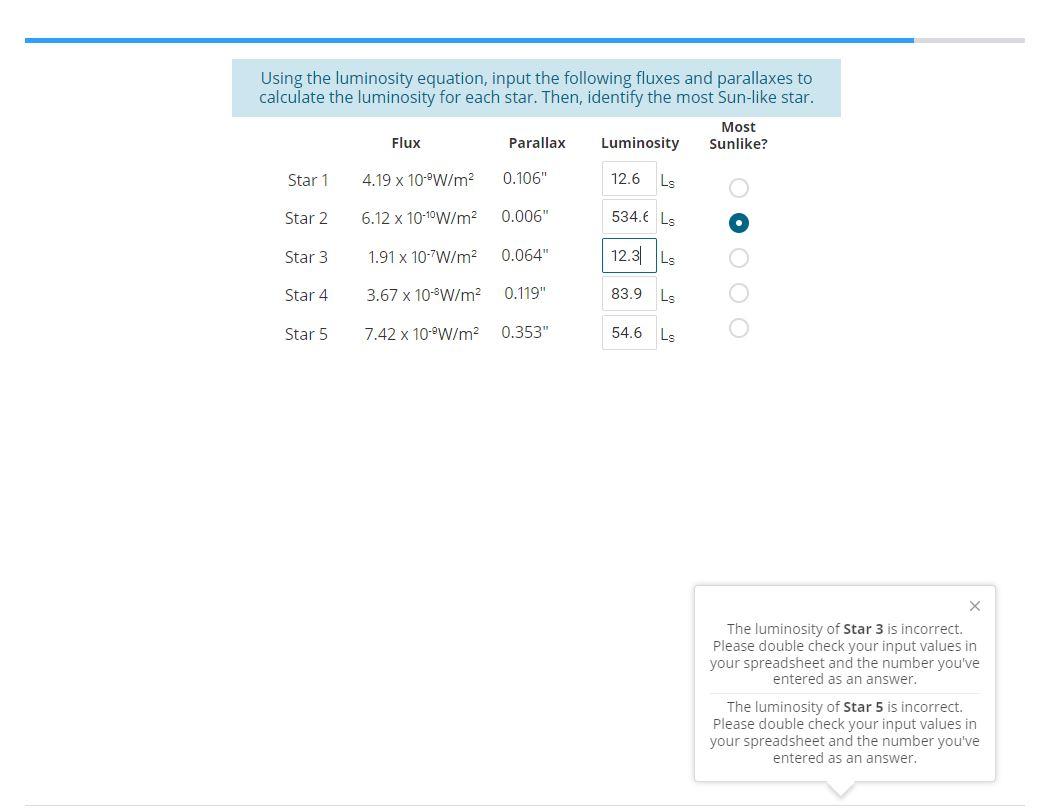 Solved Using the luminosity equation, input the following | Chegg.com