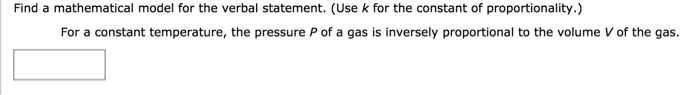 Solved Find a mathematical model for the verbal statement. | Chegg.com