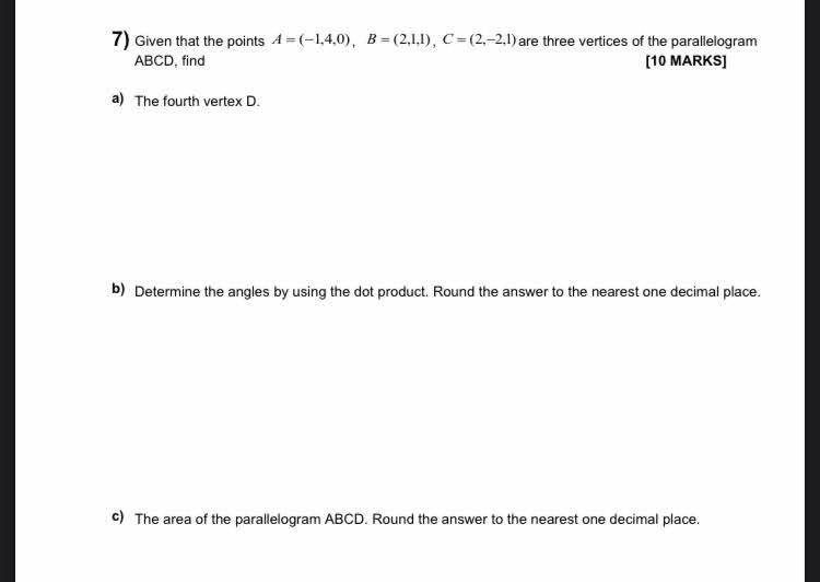 Solved 7) Given that the points | Chegg.com