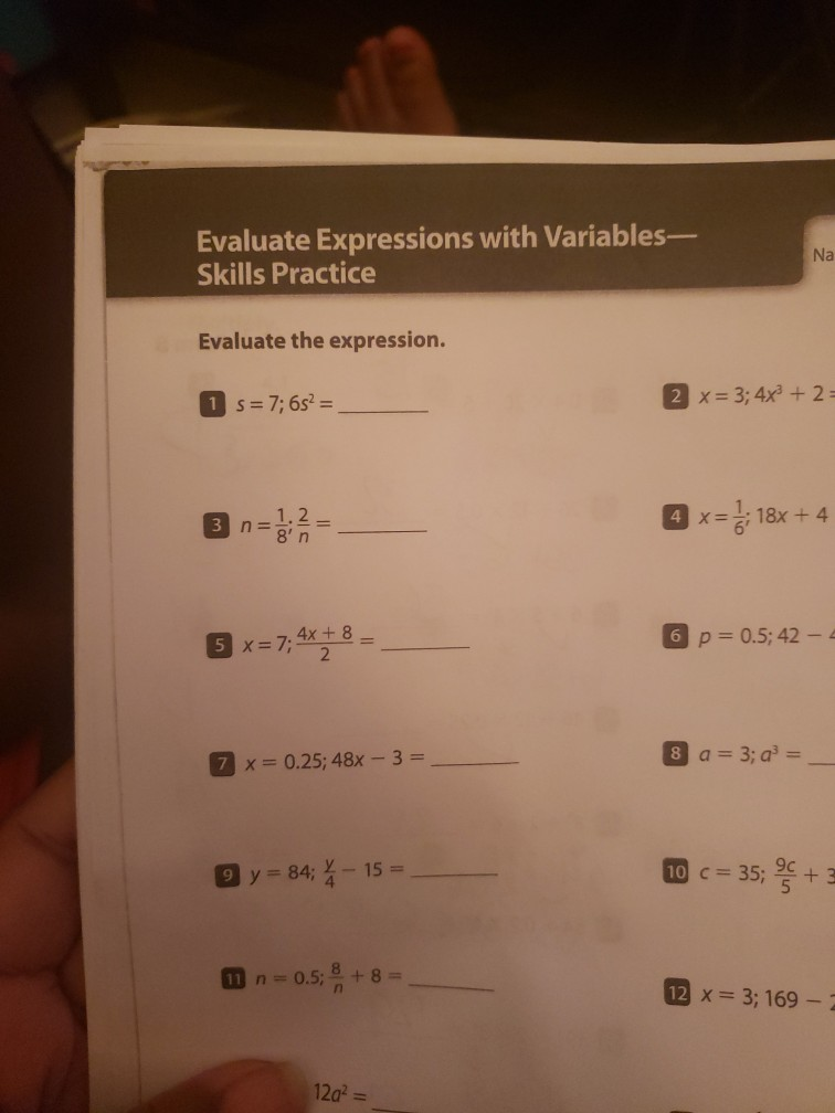 Solved Evaluate Expressions with Variables- Skills Practice | Chegg.com