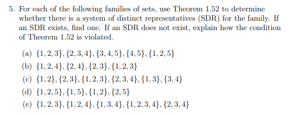 Solved 5. For each of the following families of sets, use | Chegg.com