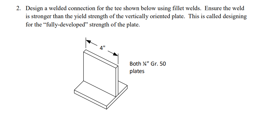 Solved 2. Design a welded connection for the tee shown below | Chegg.com