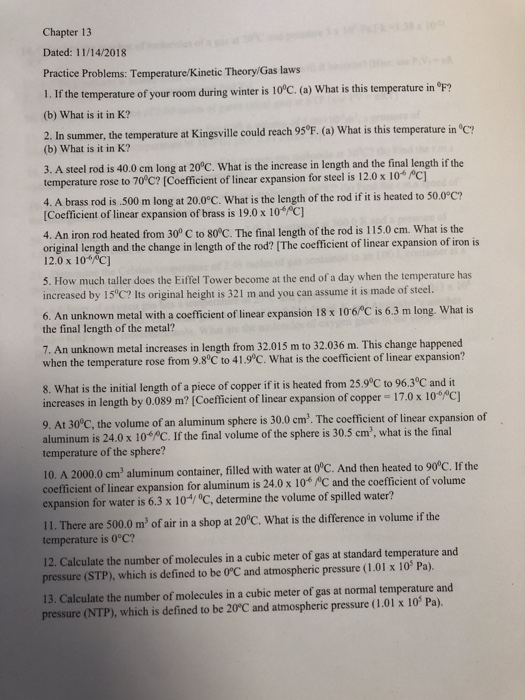 Solved Chapter 13 Dated: 11/14/2018 Practice Problems: | Chegg.com