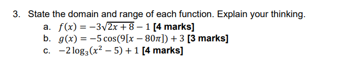 Solved State the domain and range of each function. Explain | Chegg.com