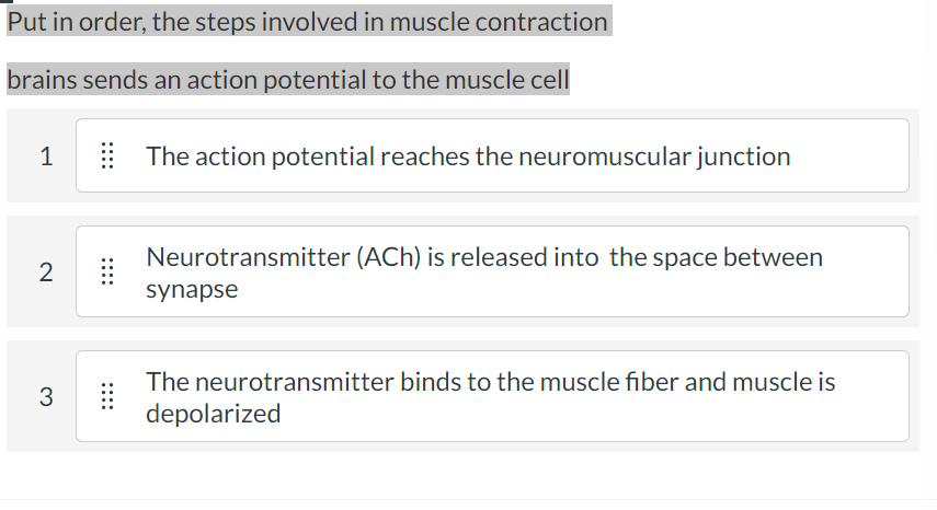 Solved ut in order, the steps involved in muscle contraction | Chegg.com