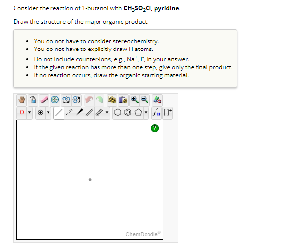 Consider the reaction of 1-butanol with CH3SO2Cl, | Chegg.com