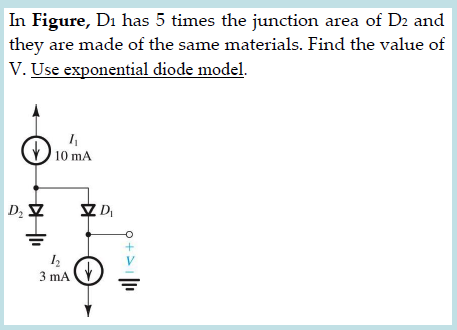 Solved In Figure, D. has 5 times the junction area of D2 and | Chegg.com