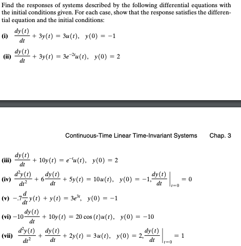 Solved Find the responses of systems described by the | Chegg.com