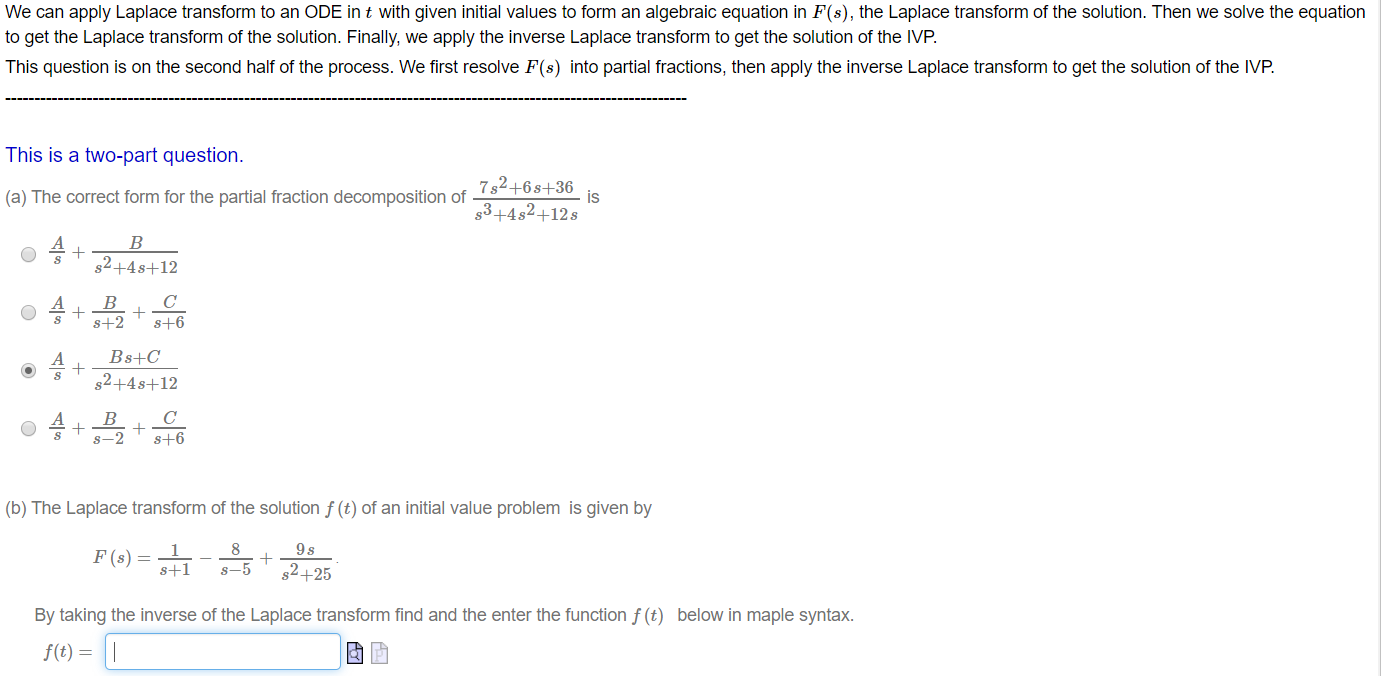 Solved We can apply Laplace transform to an ODE in t with | Chegg.com