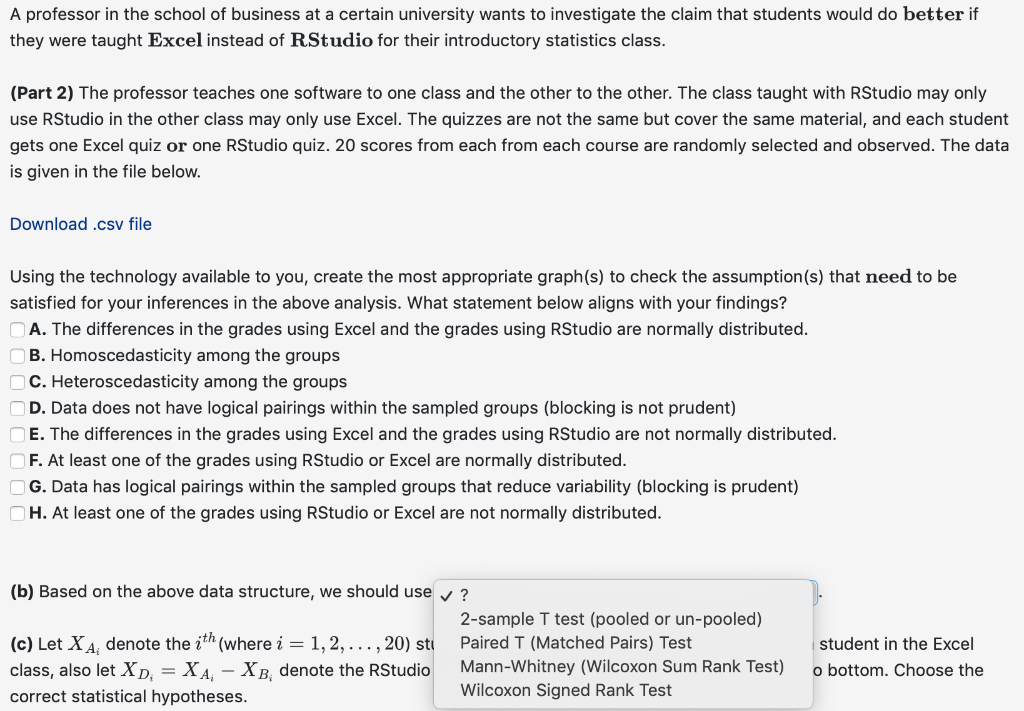 Solved A professor in the school of business at a certain | Chegg.com